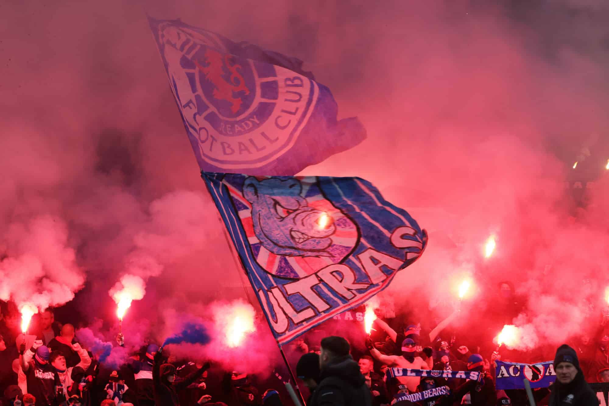 Rangers fans set off pyros and fireworks prior to Scottish Cup clash ...